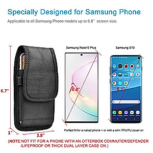 Tiflook for Samsung Galaxy S22 Ultra S23 S21 S20 FE S10 S9 S8 A12 A32 A52 A02S A13 Note 20 Ultra Note 10 Plus Holster Belt Case with Clip Heavy Duty Rugged Nylon Cell Phone Pouch Card Holder,Black
