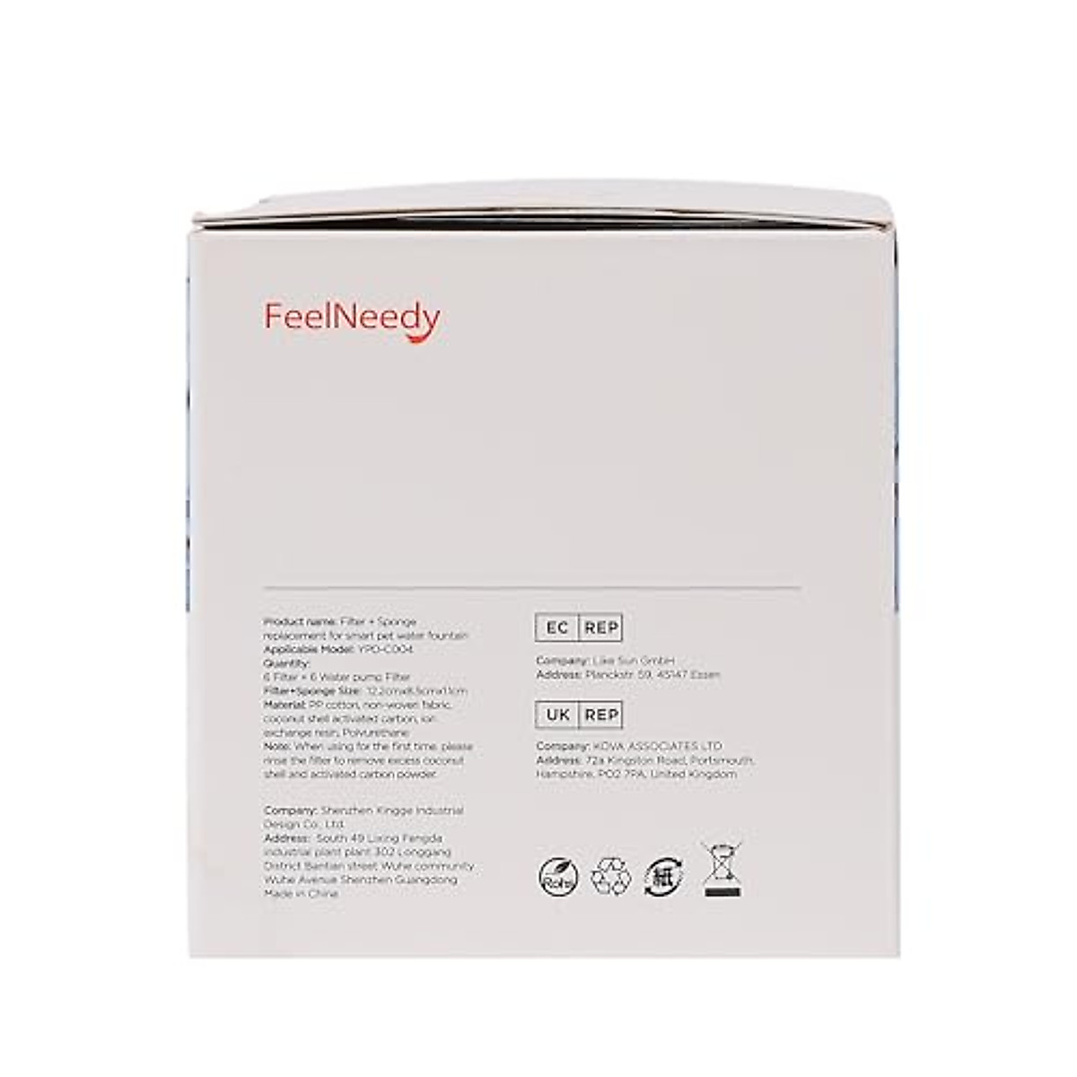 FEELNEEDY 6 Pack Cat Water Fountain Filter & 6 Pack Pump Filter Sponges Replacement, Pet Water Fountain Filter for 135 fl oz/4L Cat Water Fountain (YPD-C004P,YPD-C004S)