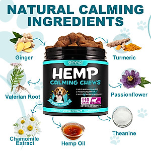 Hemp Calming Chews for Dogs 110 Count (8.54 oz), Beef Flavored Dog Calming Chews, Helps with Dog Anxiety, Separation, Barking, Stress Relief, Sleep Calming Aid, for All Breeds & Sizes