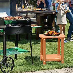 GARDENSTAR Adirondack Square Outdoor Side Table,2-Tier Storage Patio Side Table, HDPE End Tables for Backyard Pool Porch Garden Lawn GoldenYellow