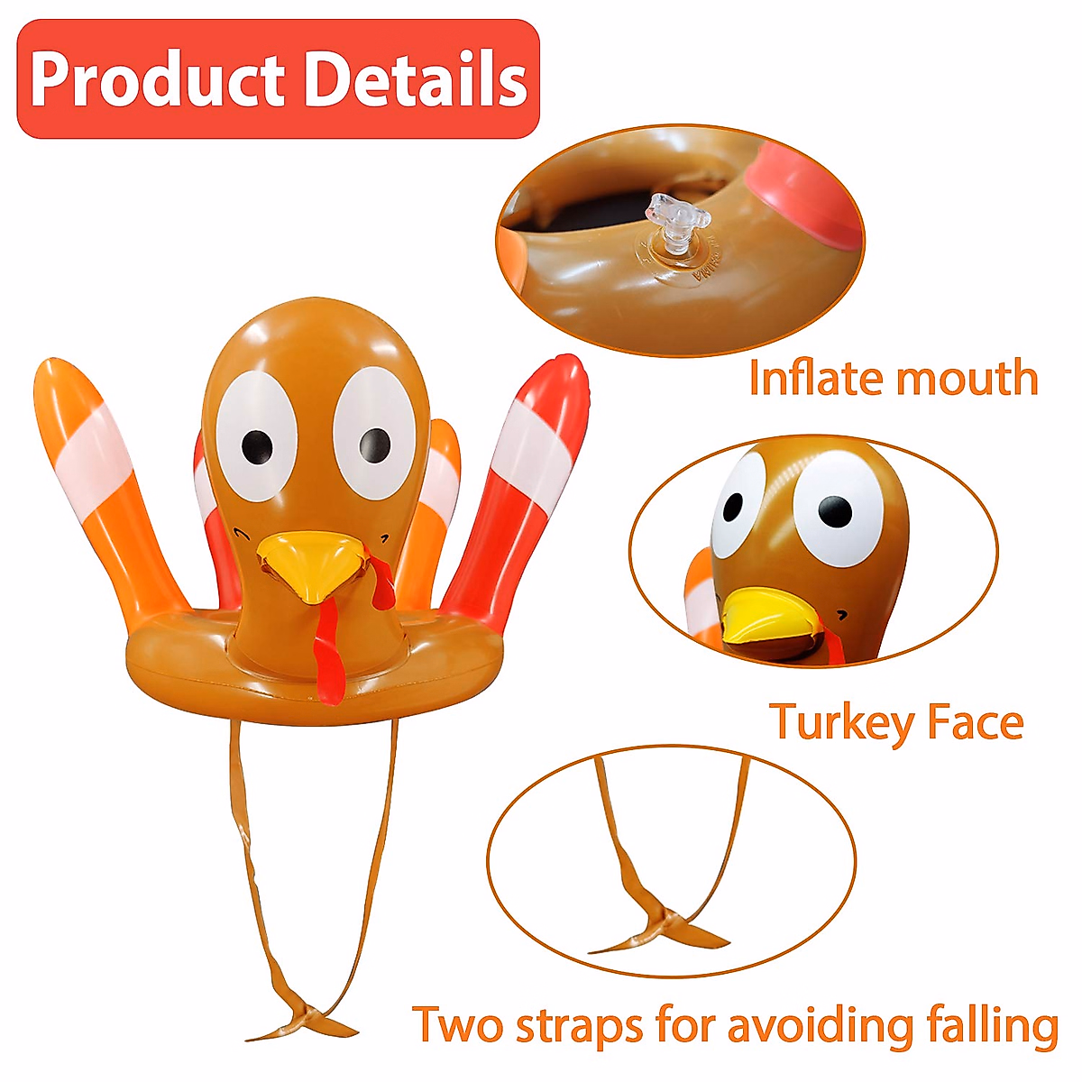 2 Pack Thanksgiving Ring Toss Games Toys for Kids Thanksgiving Inflatable Turkey Hats Toss Games Thanksgiving Family School Party Favors Decor Indoor Outdoor Party Game(2 Turkey Hats, 8 Rings)