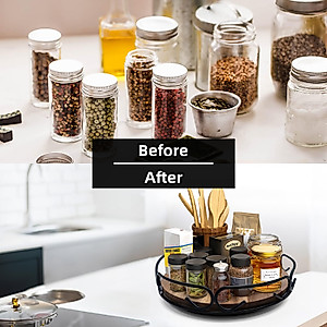 HomenComfy Lazy Susan Turntable for Cabinets, Kitchen, Bathroom Countertops, OPENICE 11-Inch Wooden Lazy Susan Organizer for Dining Table, Rotating Spice Organizer, Mom's Beloved Gift