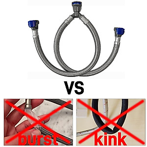 HOMYEP Quick Connect Faucet Water Supply Lines, 12 Inch, Widespread Bathroom Sink Faucets Replacement Fast Lock Pipe Hose, V-Shape