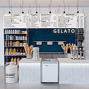 Koolmore 26 inch Commercial Ice Cream Dipping Cabinet Display Case, 4 Large Displayed Tubs, 2 Storing Tube, Sliding Glass Door, Rolling Wheels and Lockable Breaks [5.7 Cu. Ft.] (KM-ICD-26SD) White