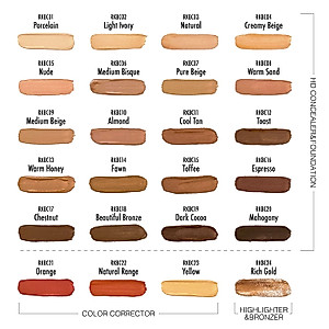 Ruby Kisses HD Concealer & Foundation Flawless Full Cover Brush Face Makeup (Orange Corrector)