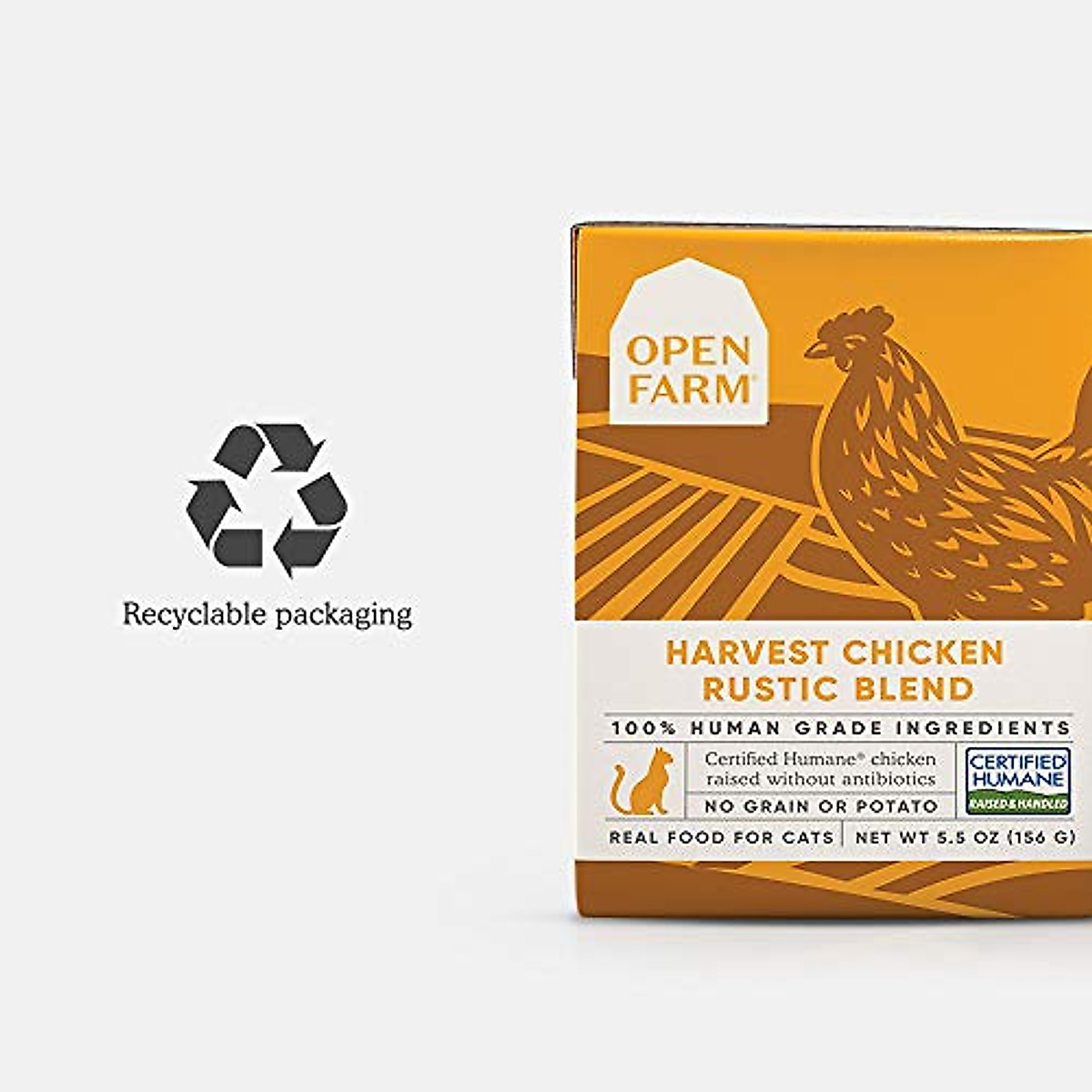 Open Farm Harvest Chicken Rustic Blend Wet Cat Food, Complete Meal or Food Topper with Responsibly Sourced Meat and Superfoods Without Artificial Flavors or Preservatives, 5.5 oz, Pack of 12 Boxes