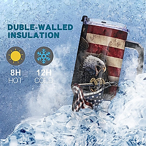 ARCQUESE Gome 40 oz Daisy Tumbler with Handle - Insulated Stainless Steel Daisy Cup with Lid and Straw - Keeps Drinks Cold and Hot, Birthday & Christmas Gifts for Women - Hand Wash Only