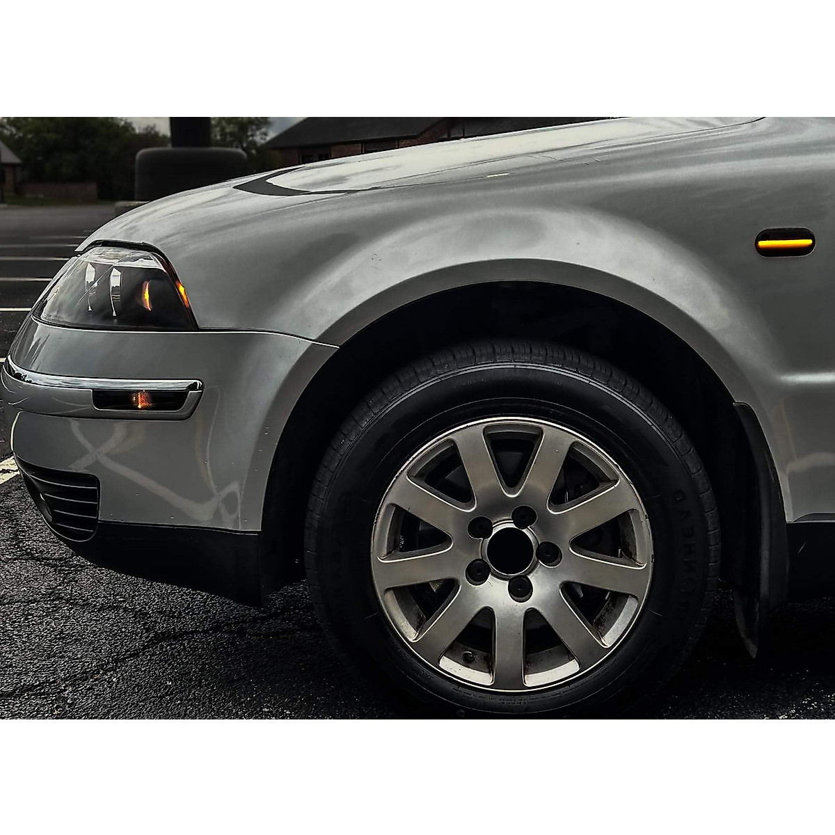 iJDMTOY Smoked Lens Amber Full LED Front Side Marker Light Kit Compatible With Volkswagen MK4 Jetta GTI R32 Beetle etc., Powered by 15-SMD LED, Replace OEM Sidemarker Lamps