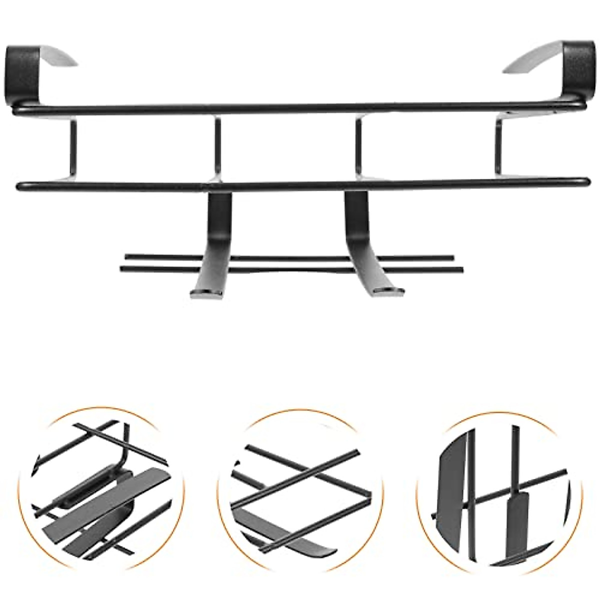 Luxshiny Under Cabinet Cutting Board Rack Stainless Steel Pot Lid Chopping Board Hanging Rack Pan Cover Holder Kitchen Storage Shelf Cabinet Organizer for Kitchen Black