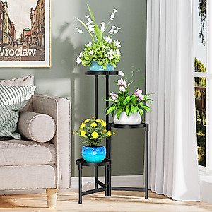 MOKANI Metal Plant Stands Indoor Clearance, 3-Tier Plant Stands Indoor Outdoor, Corner Plant Stand Multiple Flower Pot Holder for Living Room Patio Garden Balcony