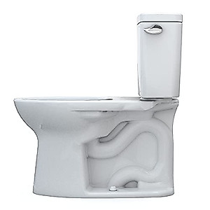 TOTO Drake Two-Piece Elongated 1.28 GPF Universal Height TORNADO FLUSH Toilet with CEFIONTECT and Right-Hand Trip Lever, 10 Inch Rough-In, Cotton White - CST776CEFRG.10#01