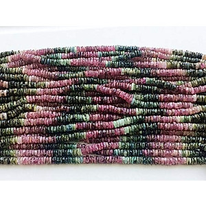 GemAbyss Beads Gemstone 5 Strand Natural Multi Tourmaline Faceted Tyre Beads, Tourmaline Spacer Beads, Multi Tourmaline Necklace, 5-5.5mm 8 Inch Long Long Code-MVG-18114