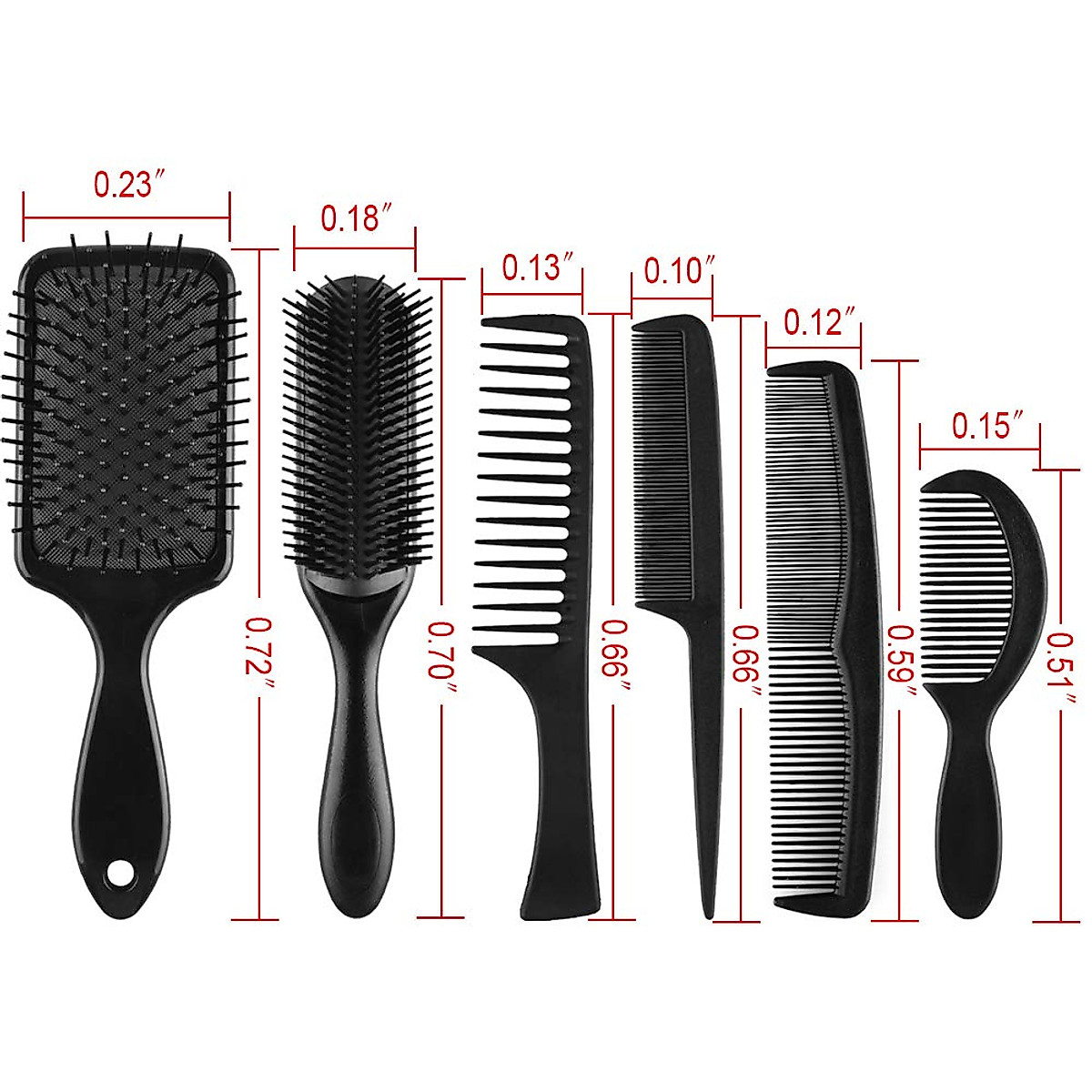 SIQUK 6 Pieces Hair Brush Comb Set Paddle Brush Detangle Hair Brush and Black Combs for Men and Women Wet, Dry, Curly and Straight Hair