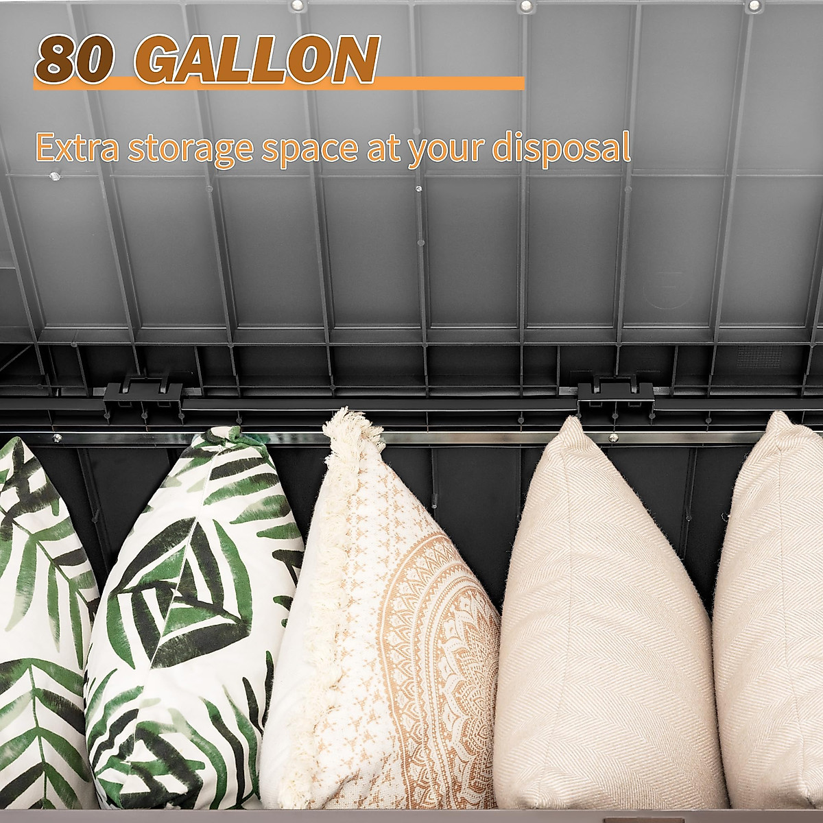 Devoko 80 Gallon Storage Bench Deck Box Lockable for Patio Furniture, Garden Decor and Outdoor Seating for Cushions, Garden Tools and Pool Supplies. (Black)