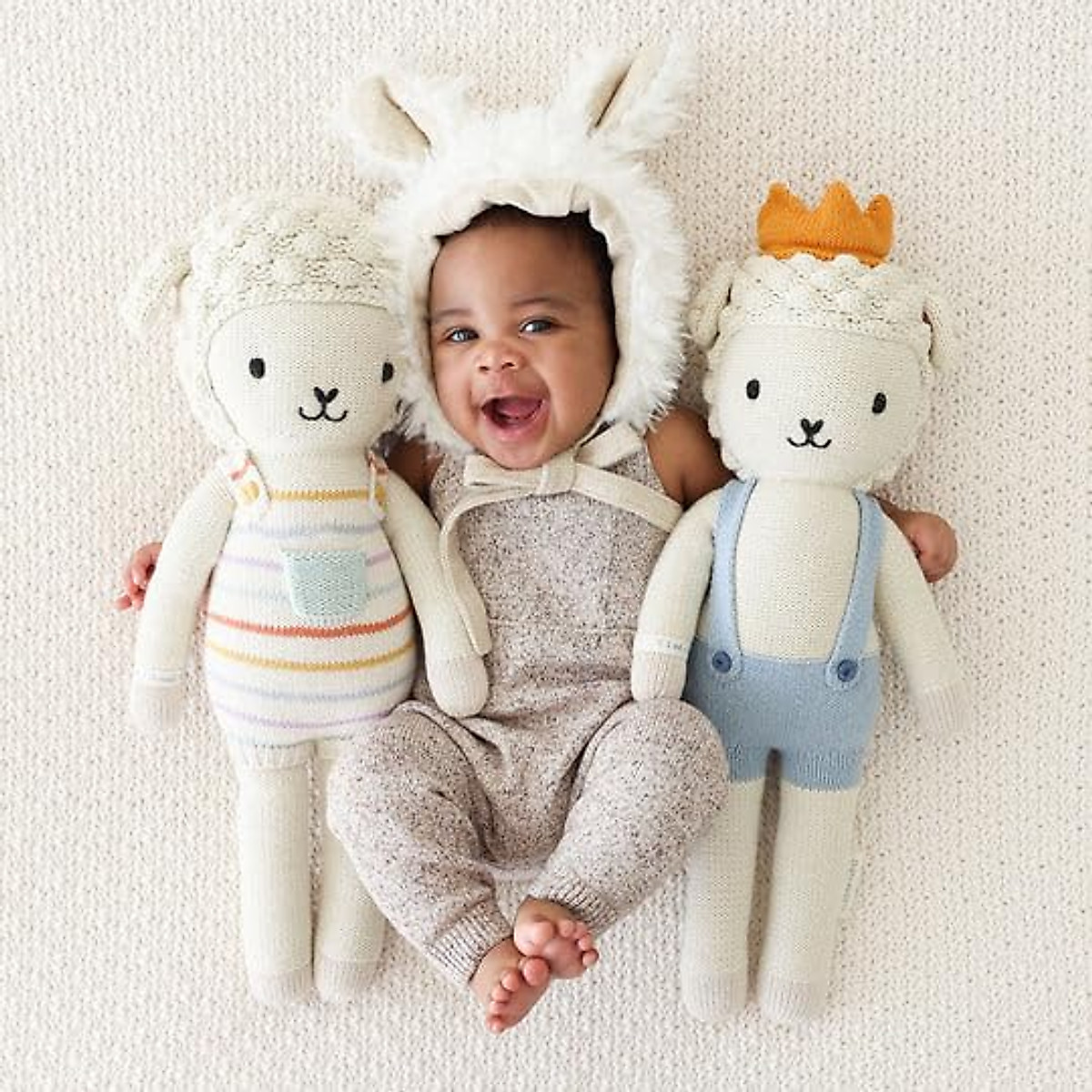 cuddle + kind Avery The Lamb Little 13" Hand-Knit Doll – 1 Doll = 10 Meals, Fair Trade, Heirloom Quality, Handcrafted in Peru, 100% Cotton Yarn