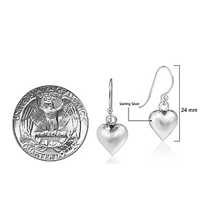 AeraVida Full of Love Gleaming Heart Sterling Silver 925 Dangle Earrings
