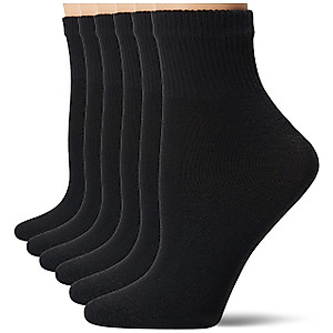 Hanes Ultimate Women's 6-Pack Ankle Socks, Black, 5-9