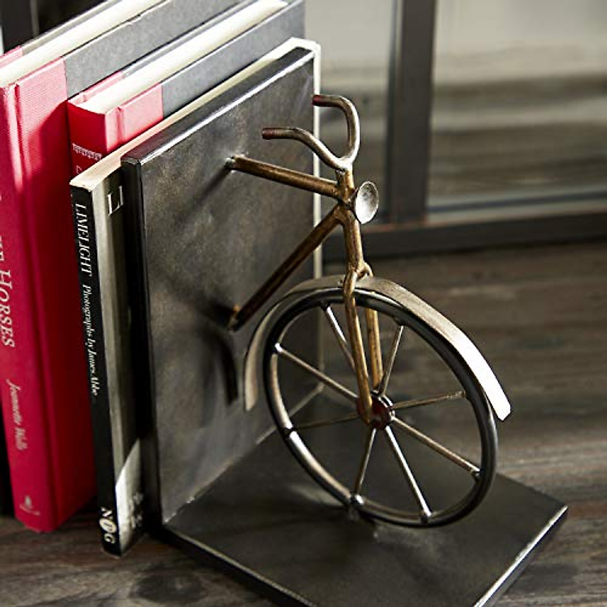 Deco 79 Metal Bike Bookends, Set of 2 6"W, 9"H, Black