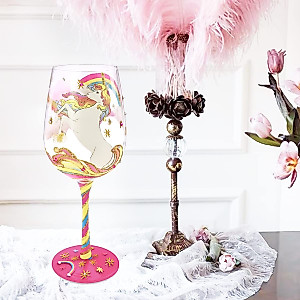 NymphFable Hand-painted Wine Glass Unicorn Gift for Adult Women Novelty Gift for Birthdays,Weddings,Valentine's Day,15 oz