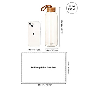 PYD Life Sublimation Glass Water Bottles Blanks with Bamboo Lid and Portable Rope Clear 25 OZ Outdoor Travel Leakproof Glass Tumblers Cups for Tumbler Heat Press 4 Pack