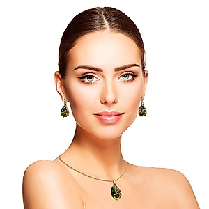 Hicarer 6 Pieces Jewelry Sets for Women Elegant Necklace Set Peacock Waterdrop Rhinestone Pendant Necklace Crystal Peacock Pattern Necklace Earrings Jewelry Set