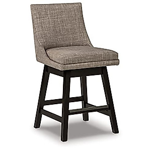 Signature Design by Ashley Tallenger 25" Upholstered Swivel Counter Height Barstool, 2 Count, Light Gray