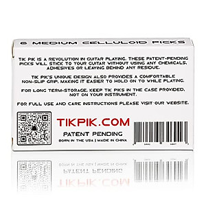 TIK PIK 6-Pack Guitar Picks for Acoustic & Bass Guitars | As Seen On Shark Tank | Black Medium Gauge 0.71mm
