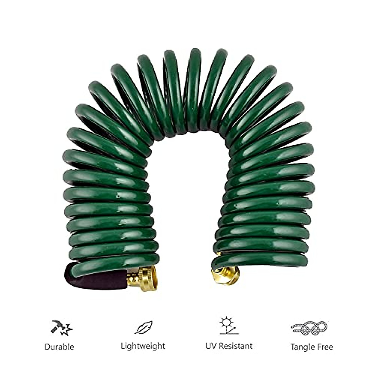 Instapark GHN-06-25 Heavy-Duty EVA Recoil Garden Hose 25ft with 7-Pattern Spray Nozzle, Green, 25 Foot