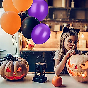 TecUnite 100 Pieces 13 inch Latex Balloons Colorful Round Balloons for 4th of July Wedding Birthday Festival Party Decoration(Orange, Purple, Black, 13 Inch)