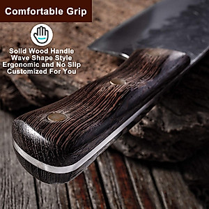 DRAGON RIOT Hand Forged Butcher Knife Cleaver 7.5 Inch High Carbon Steel Meat and Vegetable Cleaver Knife Full Tang Sharp Chef Knife for Kitchen Camping and BBQ…