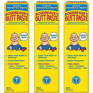 Boudreaux's Boudreaux's Butt Paste, Diaper Rash Ointment, Tube 4 oz (Quantity of 3)