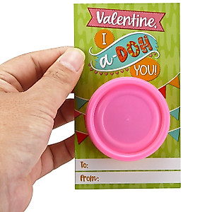 JOYIN 28 Pcs Valentines Day Gift Cards with Colorful Playing Dough for Kids Valentine Party Favors, Valentine's Classroom Exchange