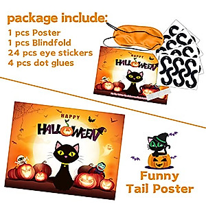 MISS FANTASY Halloween Games for Kids Pin the tail on The Cat Halloween Party Activities for Kids Party