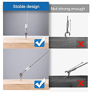 Muzata 12Pack 2.9Inch M6 Screw Eye Hook Wood Screws Metal Hook T316 Stainless Steel for Wood Securing Cable Wire Terminal Ring Eyelet Stand Self Tapping Eye Bolt Indoor Outdoor CN07 HN1