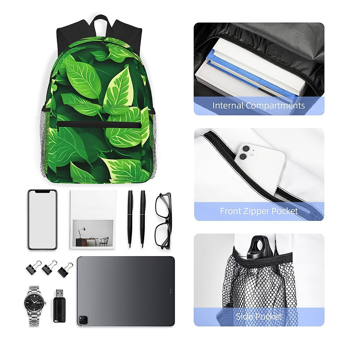 SSIMOO St Patricks Day Leaves Fashion Leisure Backpack,Large Capacity,Ssuitable Fortravel And Outdoor Activities