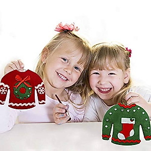 6 DIY Ugly Sweater Christmas Tree Ornament Holiday Craft Kit Decoration for Kids Gift Toys Stuffers Décor