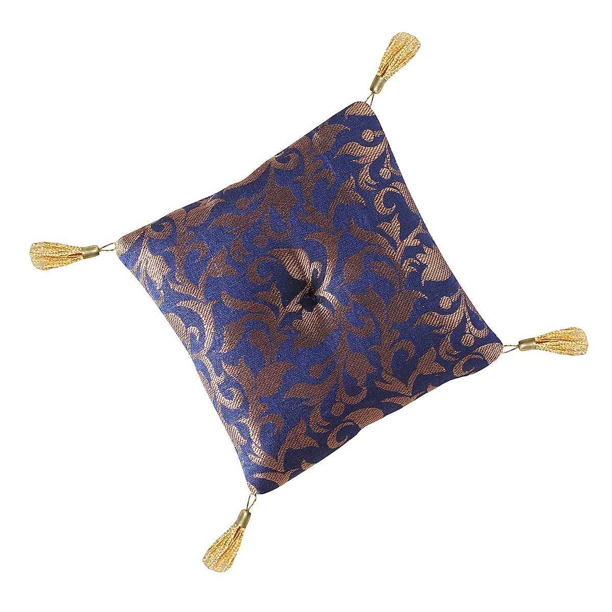 Singing Bowl Cushion For Tibetan Handmade Brocade Art Silk Square Cushions Home Decor Jewelry display (6" x 6" Inch, Navy Blue)