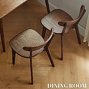 Grewood Oak Wood Dining Chairs,Mid Century Modern Dining Chairs with Comfortable Curved Backrest,Wood Chairs for Kitchen,Dining Room (2, Walnut color)