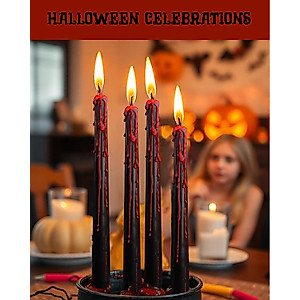 Viyffo Vampire Tears Taper Candles 10 Inch Set of 4 Unscented, Smokeless Long Tall Black Tapered Candle Sticks for Home, Spooky Decor Gothic