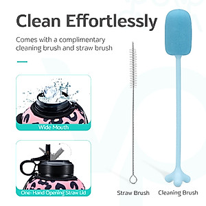 Venture Pal Large 64 oz/Half Gallon Motivational Water Bottle with Storage Sleeve - BPA Free Water Jug with Handle and Adjustable Strap - Comes with a Complimentary Cleaning Brush and Straw Brush