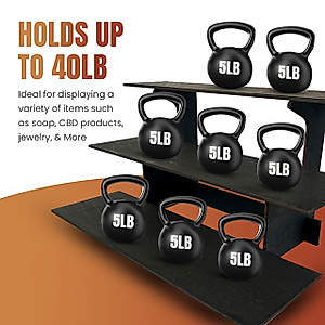 3-Tier Straight Retail Table Display Stand with Shelves | 3 Step Straight Display Rack for Counter Top, Craft Shows, Farmers Market, Trade Shows, Pop ups, Soap Display, Candles, Tumblers, Cups