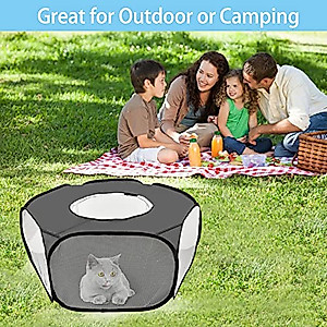 JIMEJV Guinea Pig Playpen, Waterproof Small Animals Playpen with Anti Escape Cover Portable Cat Playpen Breathable Indoor/Outdoor Yard Exercise Cage Tent for Hamster Puppy Chinchillas Rabbits(Black)