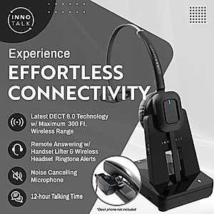 Wireless Headset for Desk Phone with Remote Hook ON and Off Handset Lifter, 300 Feet Mobility 8 Hours Talking (Explorer)