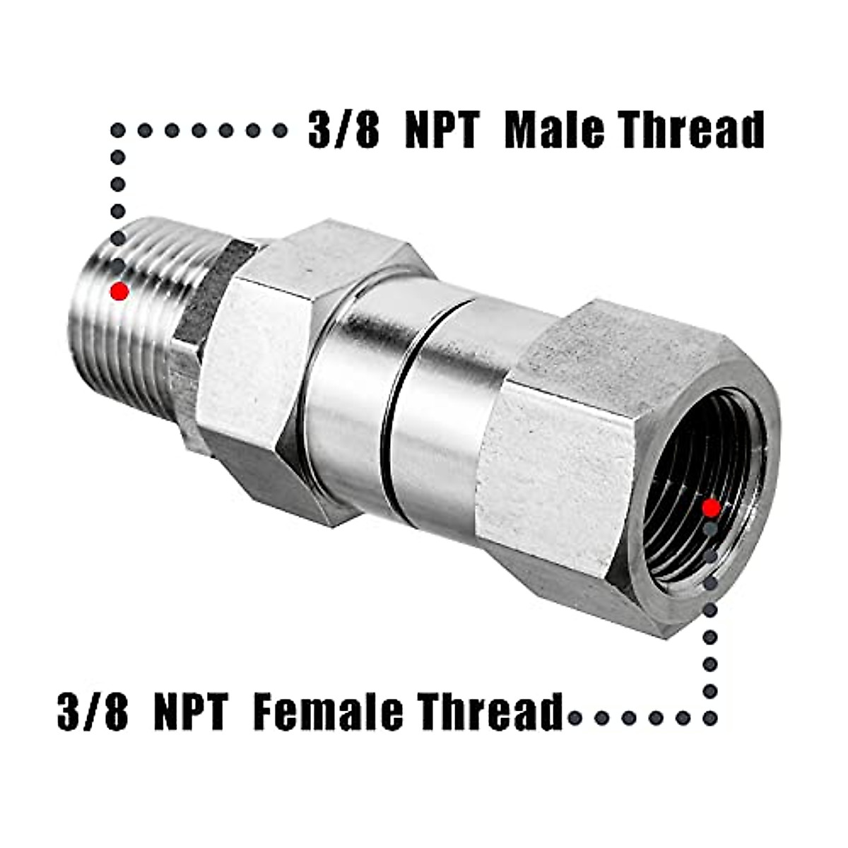 Raincovo Pressure Washer Swivel, 3/8 Inch NPT Thread Pressure Washer Fittings, 5000 PSI, Stainless Steel