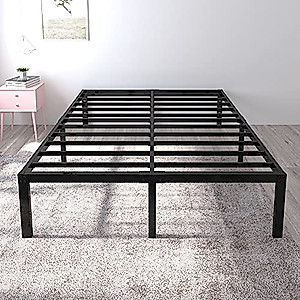 yookare 18 Inch Tall 3500lbs Heavy Duty Bed Frame Metal Platform/Maximum Storage/Mattress Foundation/Steel Slats Support/Noise Free/Box Spring Replacement,King