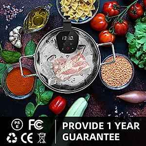 Sous Vide Machine-Suvee Cooker-Rocyis Sous Vide Kit with Lid, Recipes-1000W Fast Heating/Thermal Immersion Circulator/ Accurate Temperature and Timer/ Digital Touch Screen, Stainless Steel (US Standard)