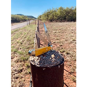 Moore Maker, Inc. Texas Star Trapper Knife - Yellow Bone Handle