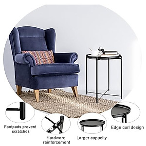 danpinera Metal Side Table, Black Side Table for Small Spaces Outdoor Patio Side Table Round Metal Coffee Table Waterproof Removable Tray Table for Living Room Bedroom Balcony Office Black, Set of 2