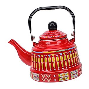 NOGRAX 1pc Kettle Vintage Teapot Enamel Tea Kettle Electric Tea Maker Stovetop Teapot Stovetop Tea Kettle Whistling Tea Pot Kitchen Teapot Water Tea Pot Water Kettle Milk Jug Red Office (Color : Blue,