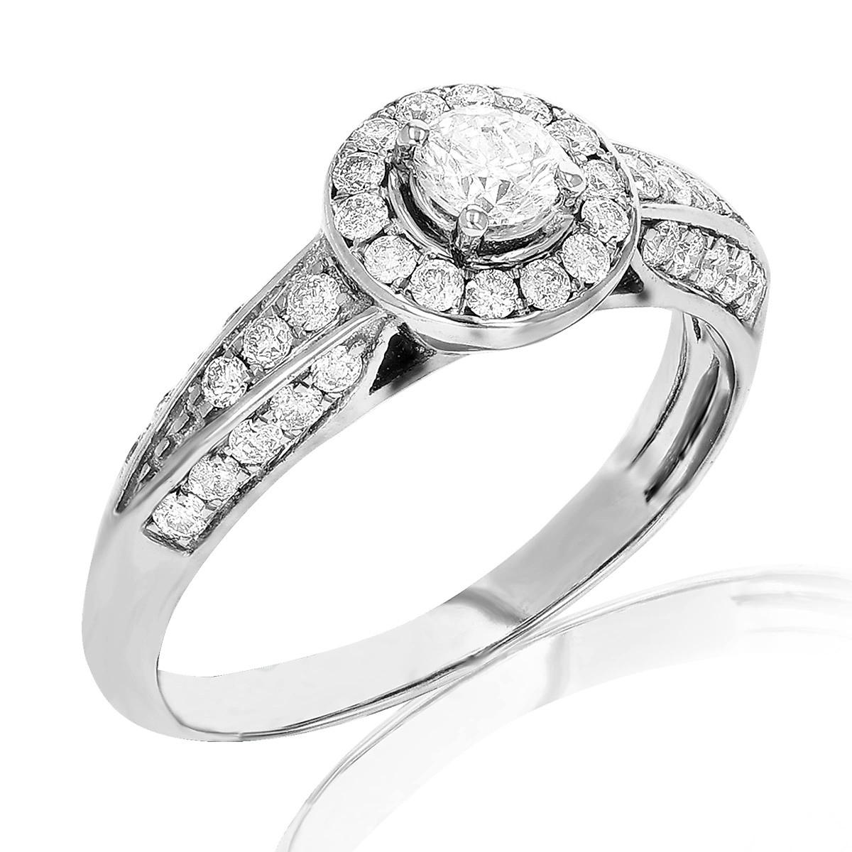 Vir Jewels 3/4 cttw Diamond Wedding Engagement Ring 14K White Gold Halo Prong Set Bridal Size 6